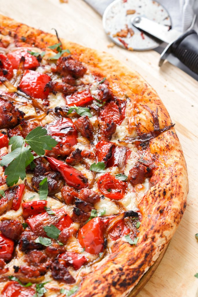 Pizza with sausage and sweet peppers - Marisa's Italian Kitchen