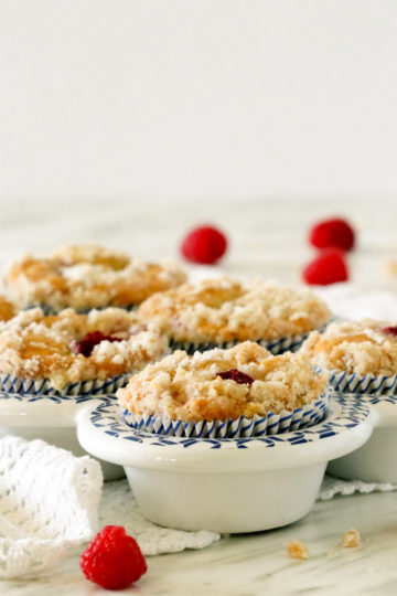 These easy raspberry crumb muffins are super moist and delicious.