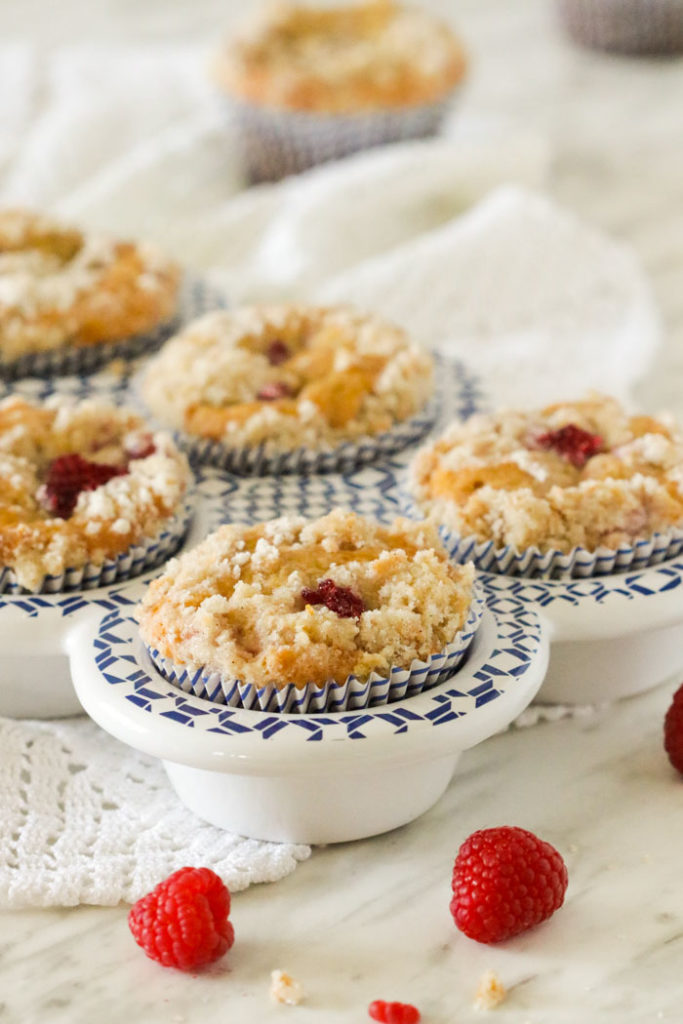 These easy raspberry crumb muffins are super moist and delicious.